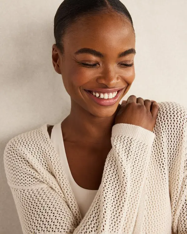 HAVEN WELL WITHIN Organic Cotton Open Stitch Relaxed Cardigan