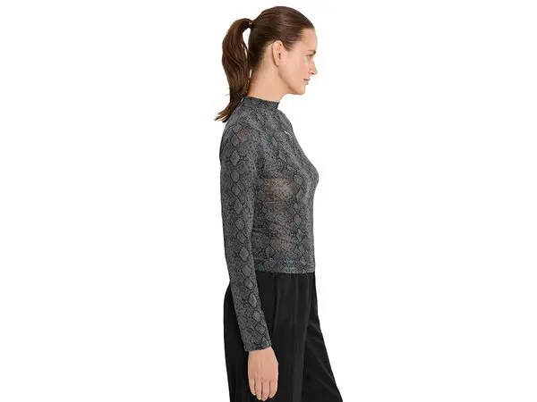 PUMA Snake Pack All Over Print Mesh Long Sleeve Top - Black