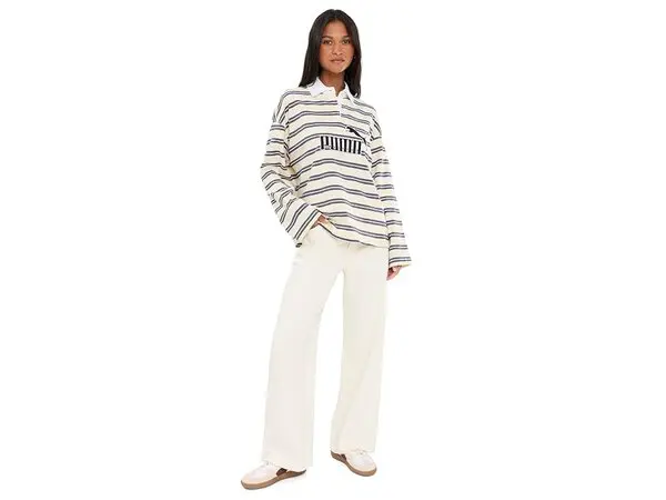 PUMA Essentials Elevated No.1 Logo Oversized Striped Rugby Polo
