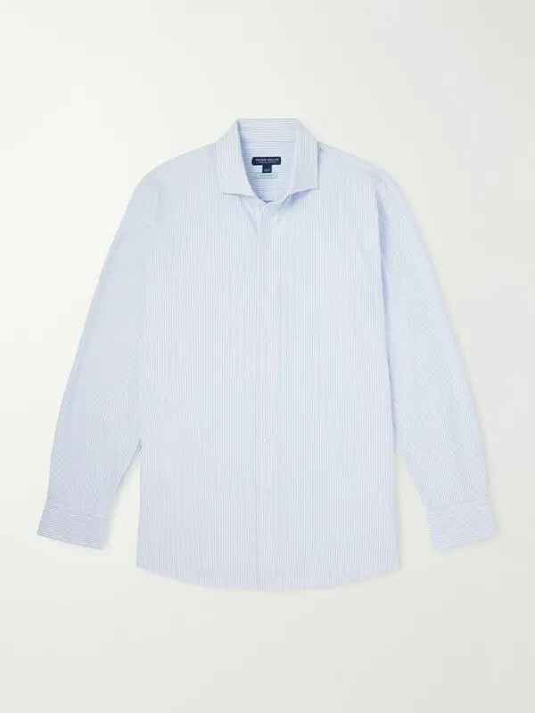 Peter Millar Excursionist Flex Slim-fit Striped Cotton-blend Shirt
