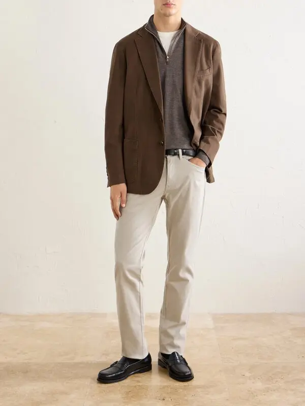 Peter Millar Excursionist Merino Wool-blend Half-zip Sweater - Brown