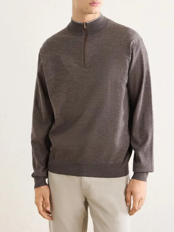Peter Millar Excursionist Merino Wool-blend Half-zip Sweater - Brown