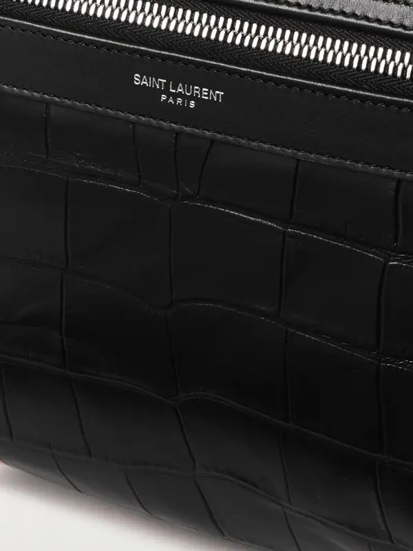 Saint Laurent City Croc-effect Glossed-leather Backpack