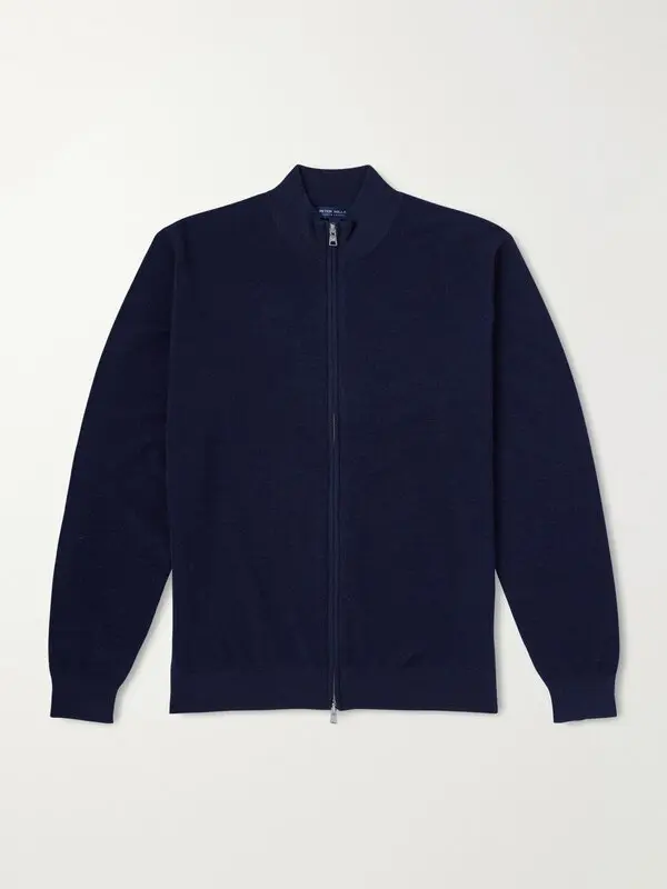 Peter Millar Excursionist Merino Wool-blend Zip-up Cardigan - Blue