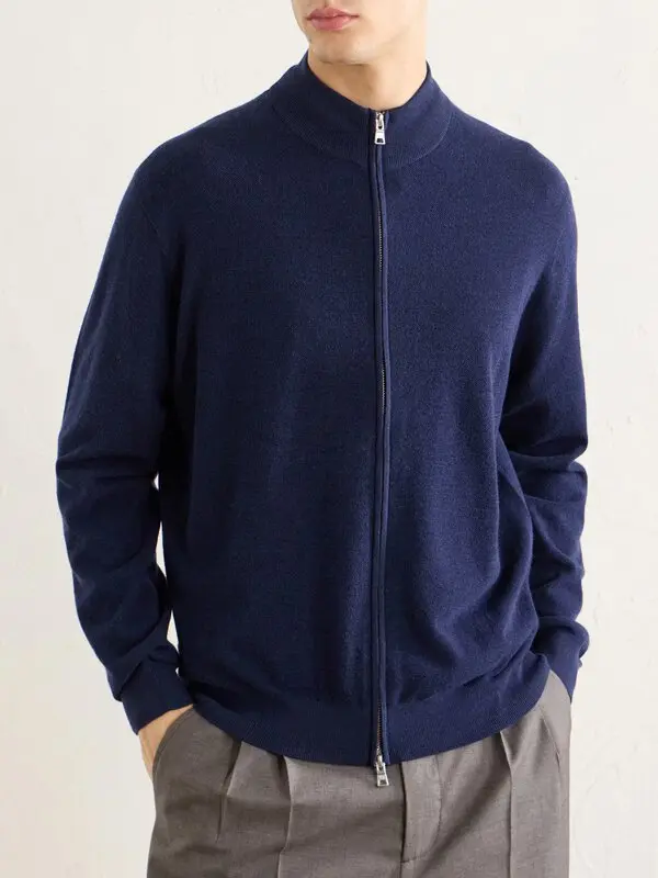 Peter Millar Excursionist Merino Wool-blend Zip-up Cardigan - Blue