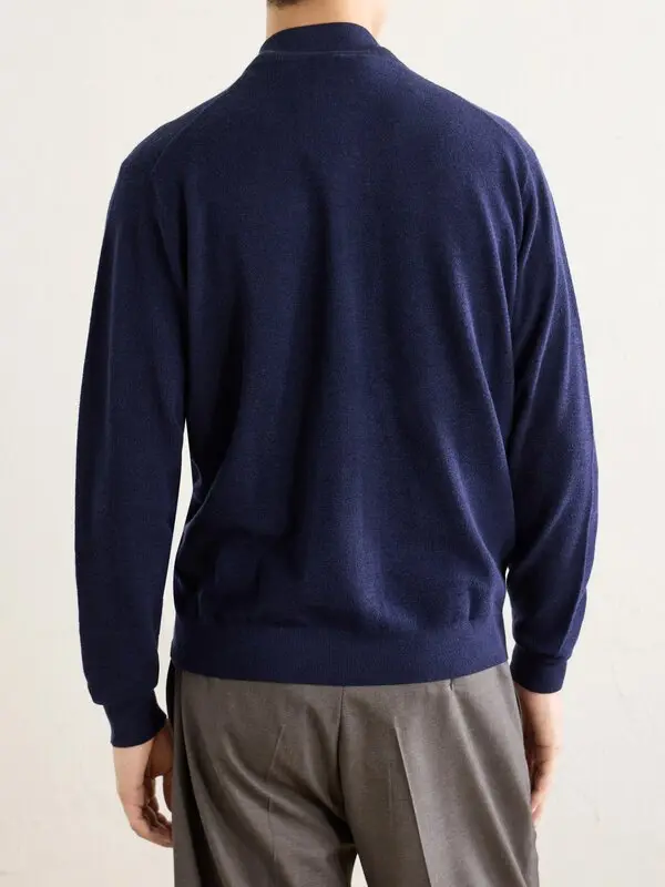 Peter Millar Excursionist Merino Wool-blend Zip-up Cardigan - Blue