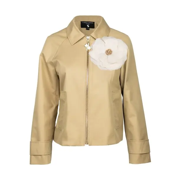 LAINES LONDON Hand Embellished Organza Flower Jacket - Gold/white