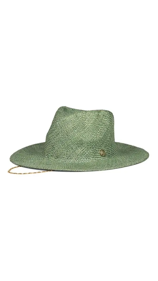 LE TRAP Córsega Straw Fedora Hat With Gold Cowrie Shell Detail