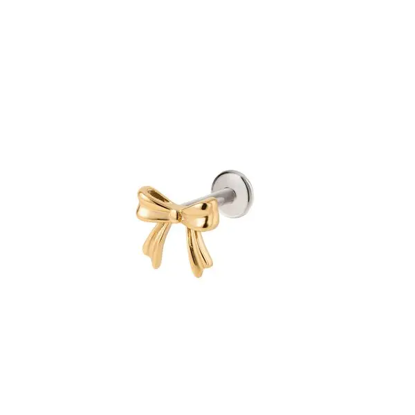 VANCHI Bow Threadless Flat Back Titanium Cartilage Stud