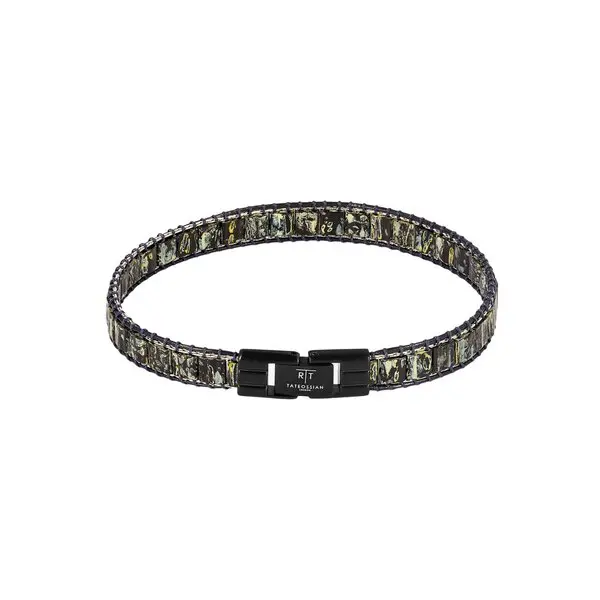 Tateossian Mosaic Bracelet With Dark Green Glass Beads - Black/green