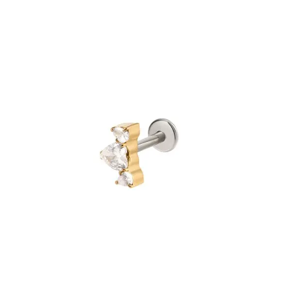 VANCHI Curved Crystal Threadless Flat Back Titanium Cartilage Stud