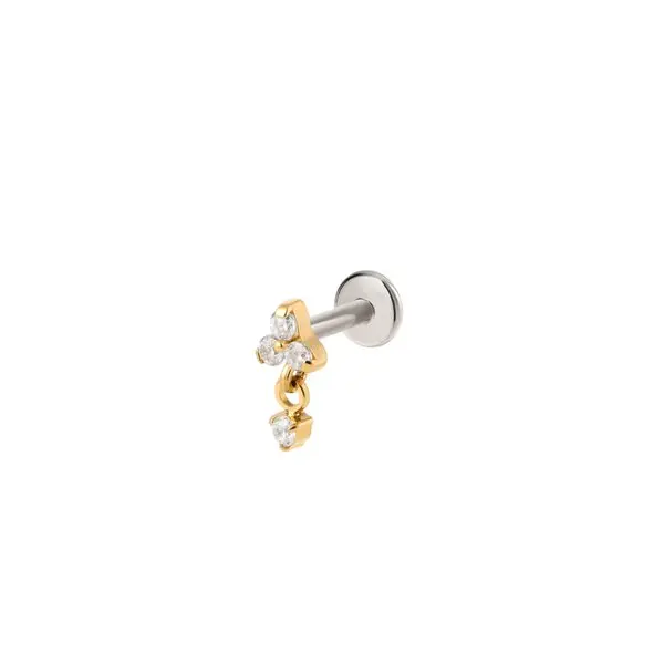 VANCHI Crystal Dangle Threadless Flat Back Titanium Cartilage Stud