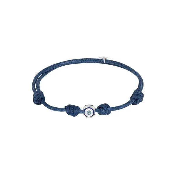 Tateossian Rhodium-plated Sterling Silver Enamel Evil Eye Bracelet - Blue