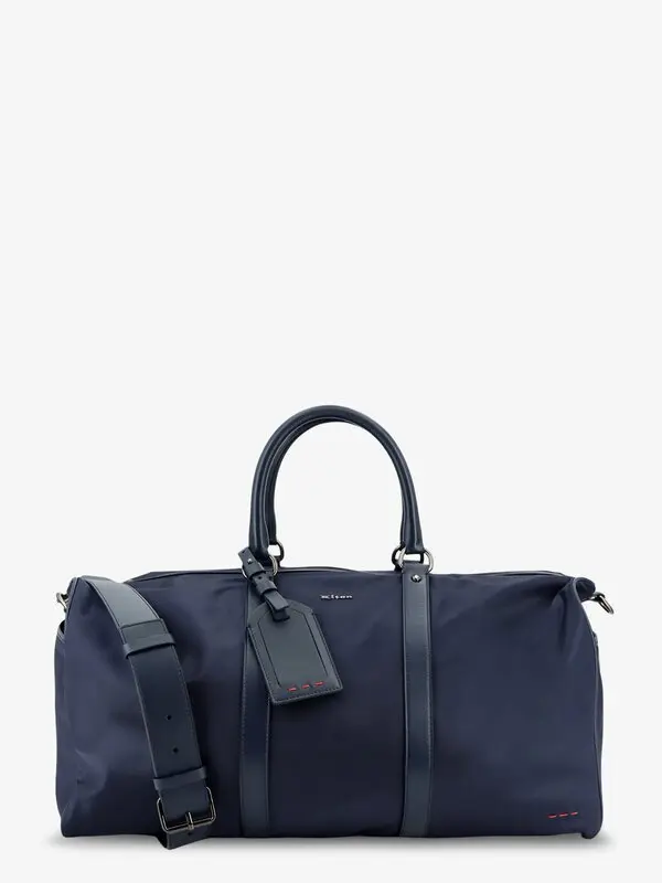 Kiton Nylon Travel Bag With Leather Inserts