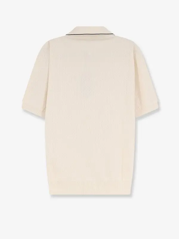 Fendi Cotton And Silk Polo Shirt With Ff Embroidery