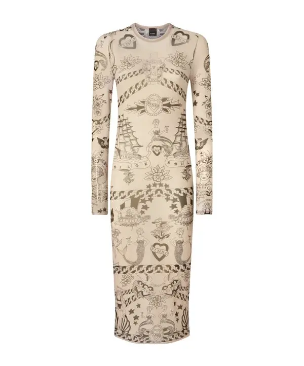Pinko Aneletti Printed Tulle Dress