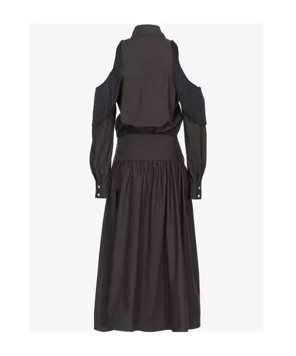 Pinko Fringed Cold Shoulder Midi Shirt Dress
