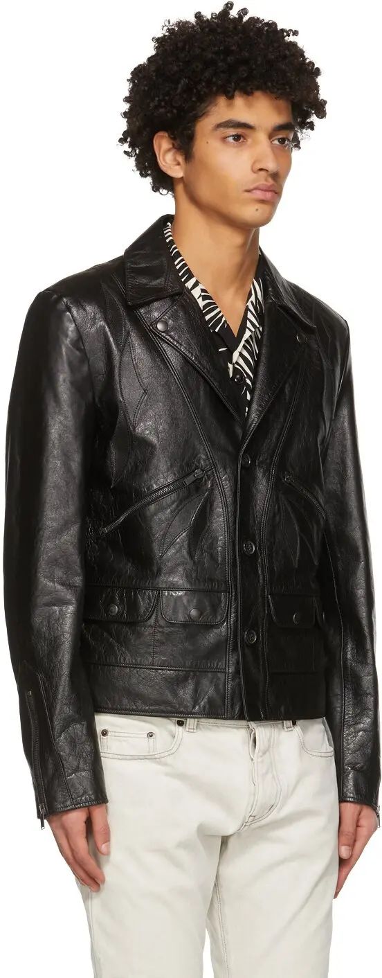 Saint Laurent Leather Application Jacket