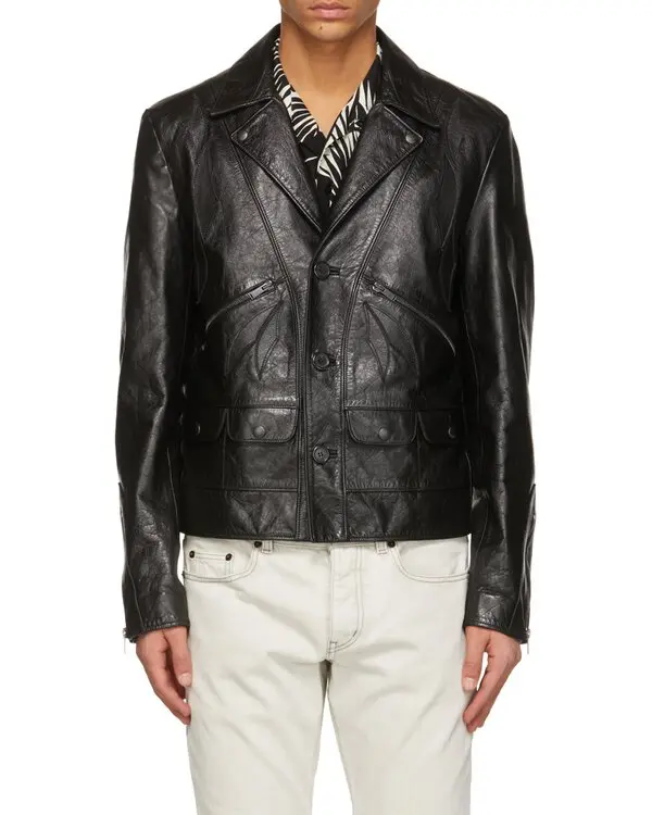 Saint Laurent Leather Application Jacket