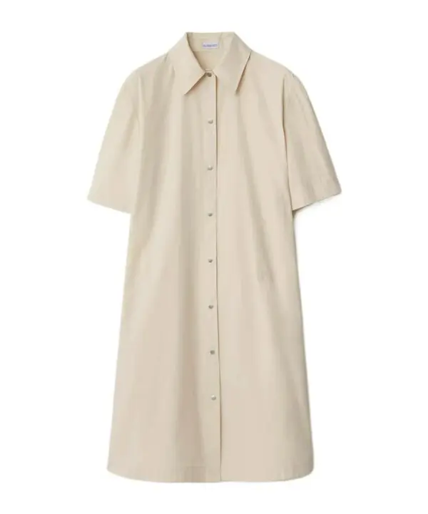 Burberry Short Sleeve Shirt Dress - Nude