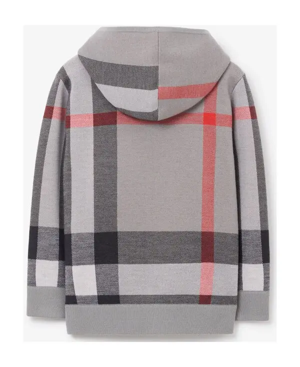 Burberry Checked Wool Zip-up Hoodie - Gray
