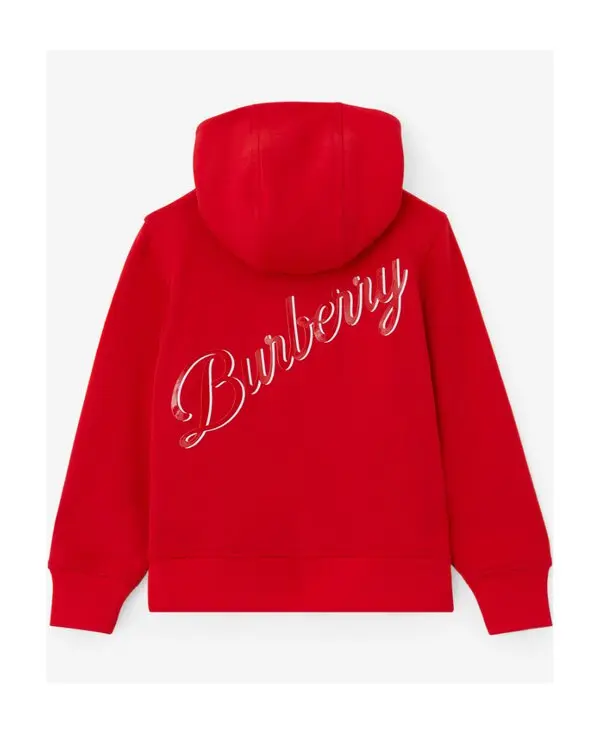 Burberry Logo Script-print Zipped Hoodie