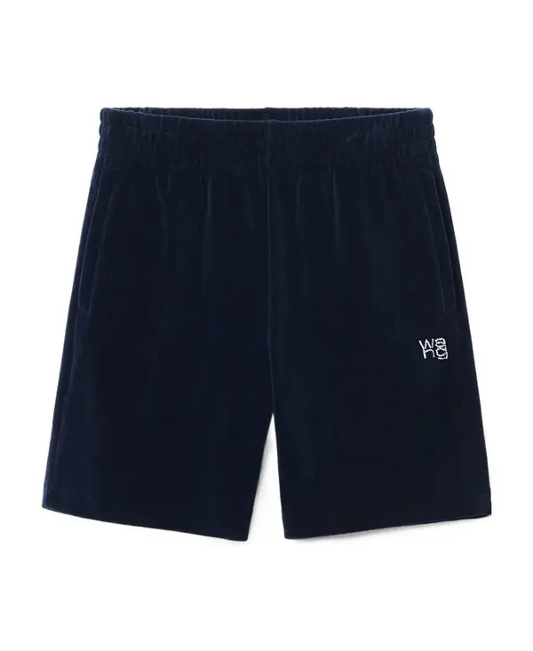 Alexander Wang High-waisted Velvet Track Shorts - Blue