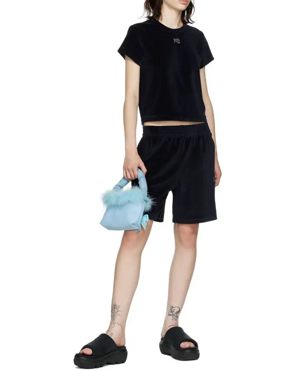 Alexander Wang High-waisted Velvet Track Shorts