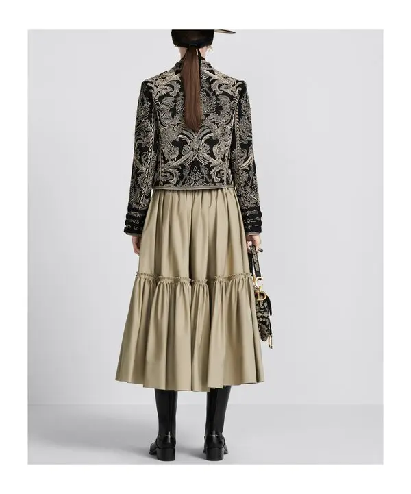 Dior Beige Gabardine Flared Mid-length Skirt