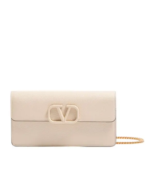 Valentino Garavani Vlogo Chain Wallet - Light Ivory