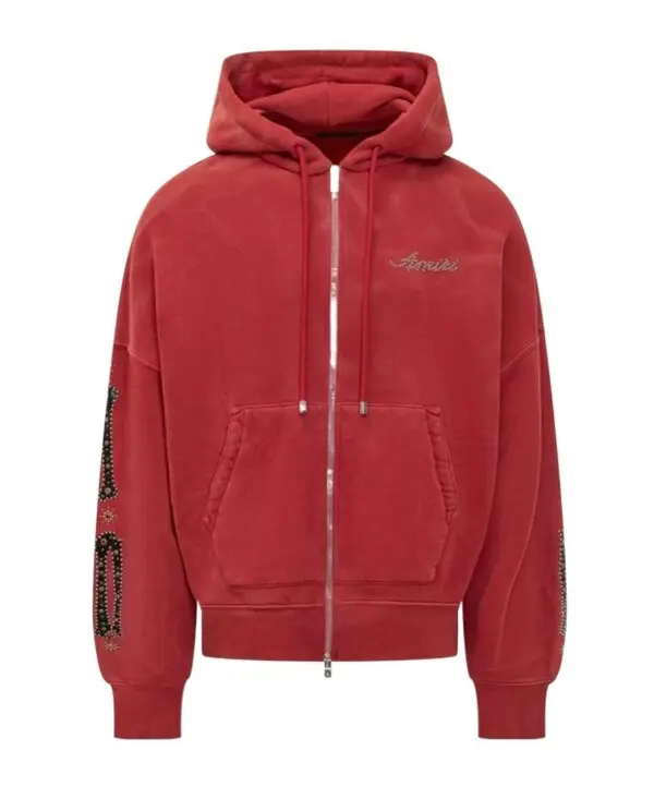 Amiri Crystal Logo Zip-up Hoodie