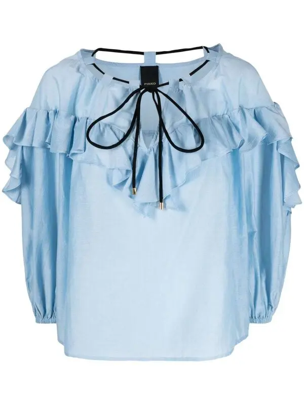 Pinko Maxi Flounce Blouse With Tie Detail