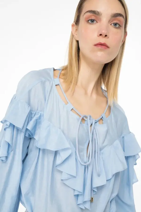 Pinko Maxi Flounce Blouse With Tie Detail