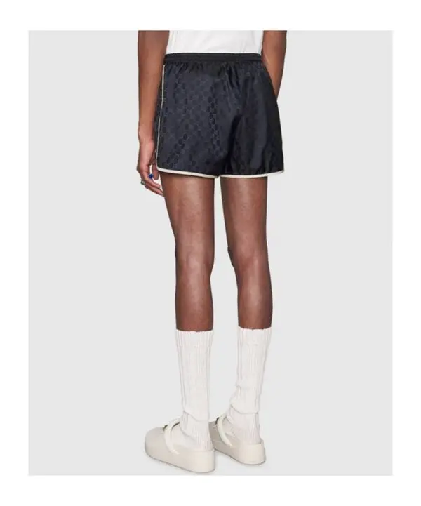 Gucci Gg Nylon Swim Shorts With Bee Appliqu