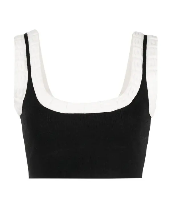 Alexander Wang Logo Jacquard Trim Cropped Top - Black