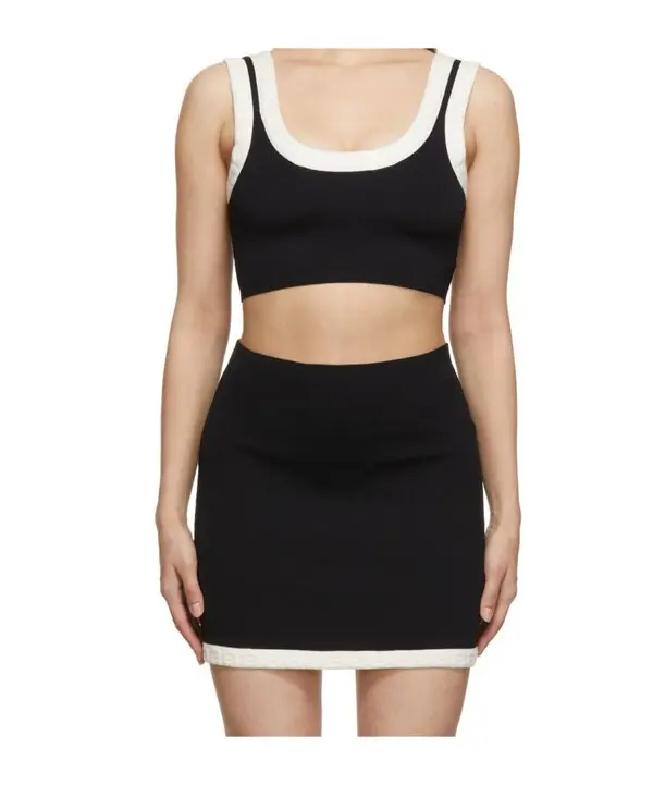 Alexander Wang Logo Jacquard Trim Cropped Top