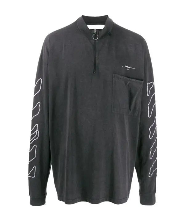 Off-White Zipper Collar Long-sleeved T-shirt