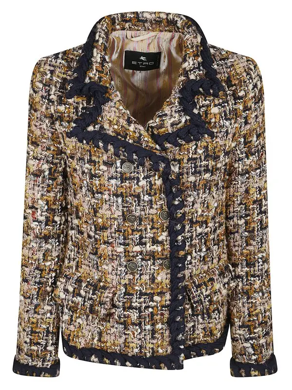 Etro Double-breasted Long Sleeve Tweed Jacket