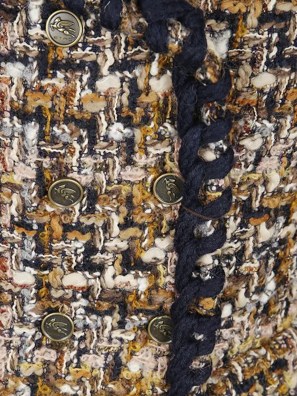 Etro Double-breasted Long Sleeve Tweed Jacket