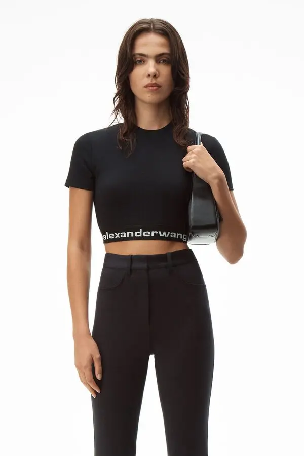 Alexander Wang Logo-tape Cropped T-shirt