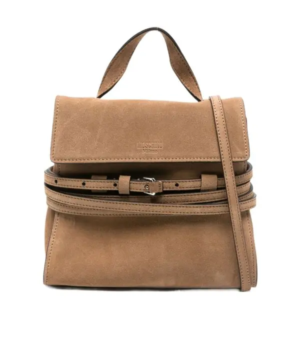 Moschino Small Tie Me Suede Tote Bag