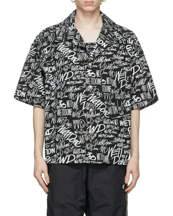 We11Done All-over Logo Print Short-sleeved Shirt
