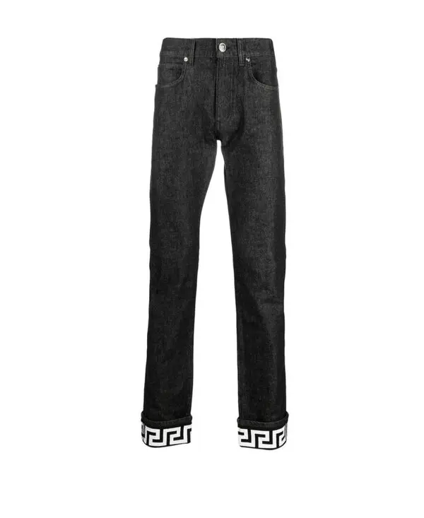 Versace Greek Key Print Denim Jeans
