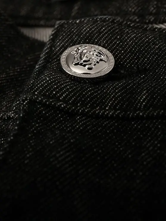 Versace Greek Key Print Denim Jeans