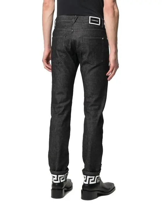 Versace Greek Key Print Denim Jeans