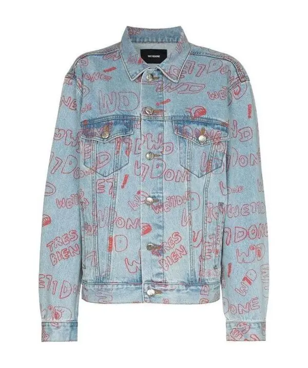 We11Done Graffiti Print Denim Jacket