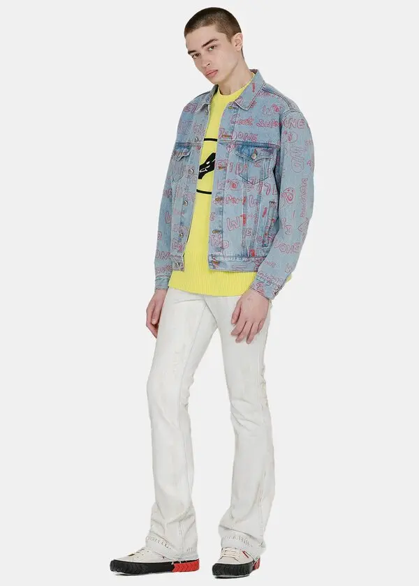 We11Done Graffiti Print Denim Jacket