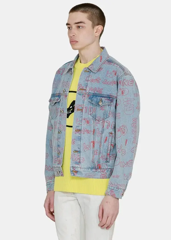 We11Done Graffiti Print Denim Jacket
