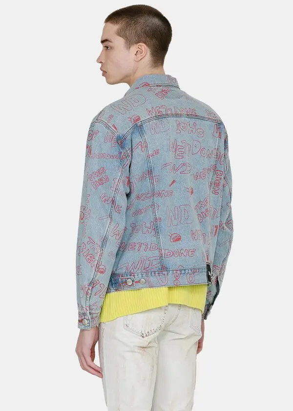 We11Done Graffiti Print Denim Jacket