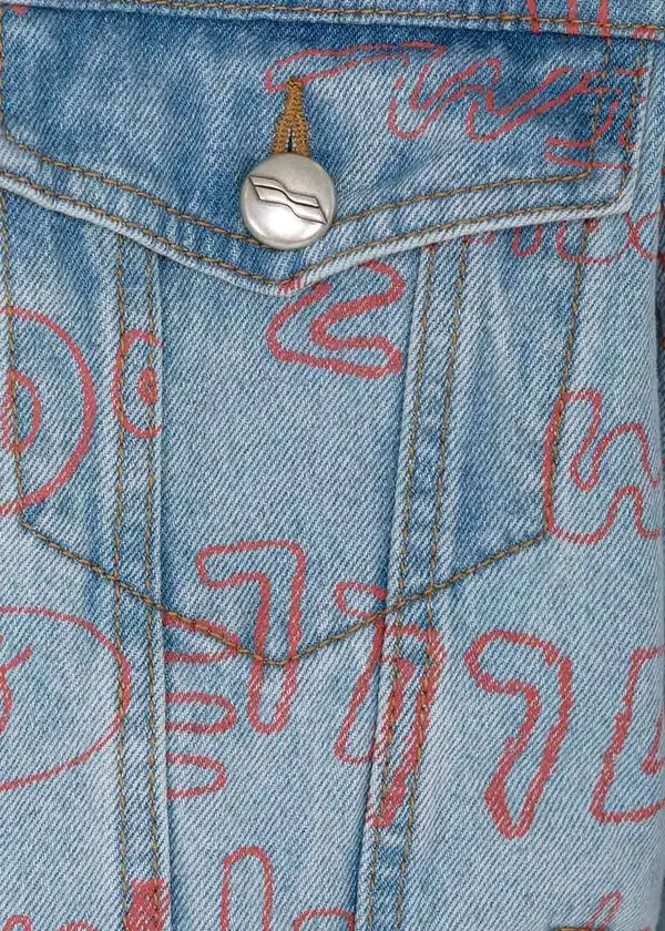 We11Done Graffiti Print Denim Jacket